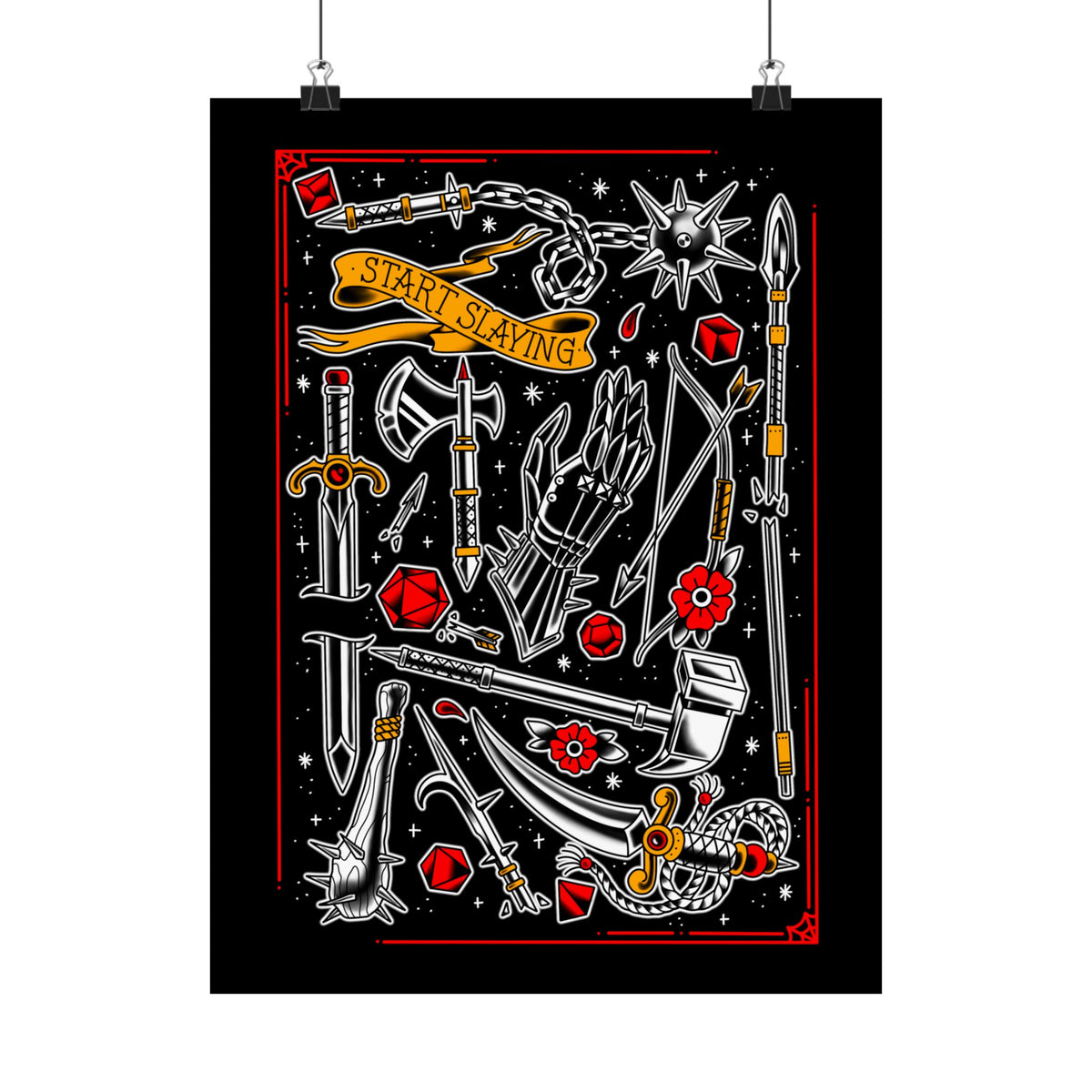 Medieval Weapons Fantasy Tattoo Flash Poster – TotalPartyChill